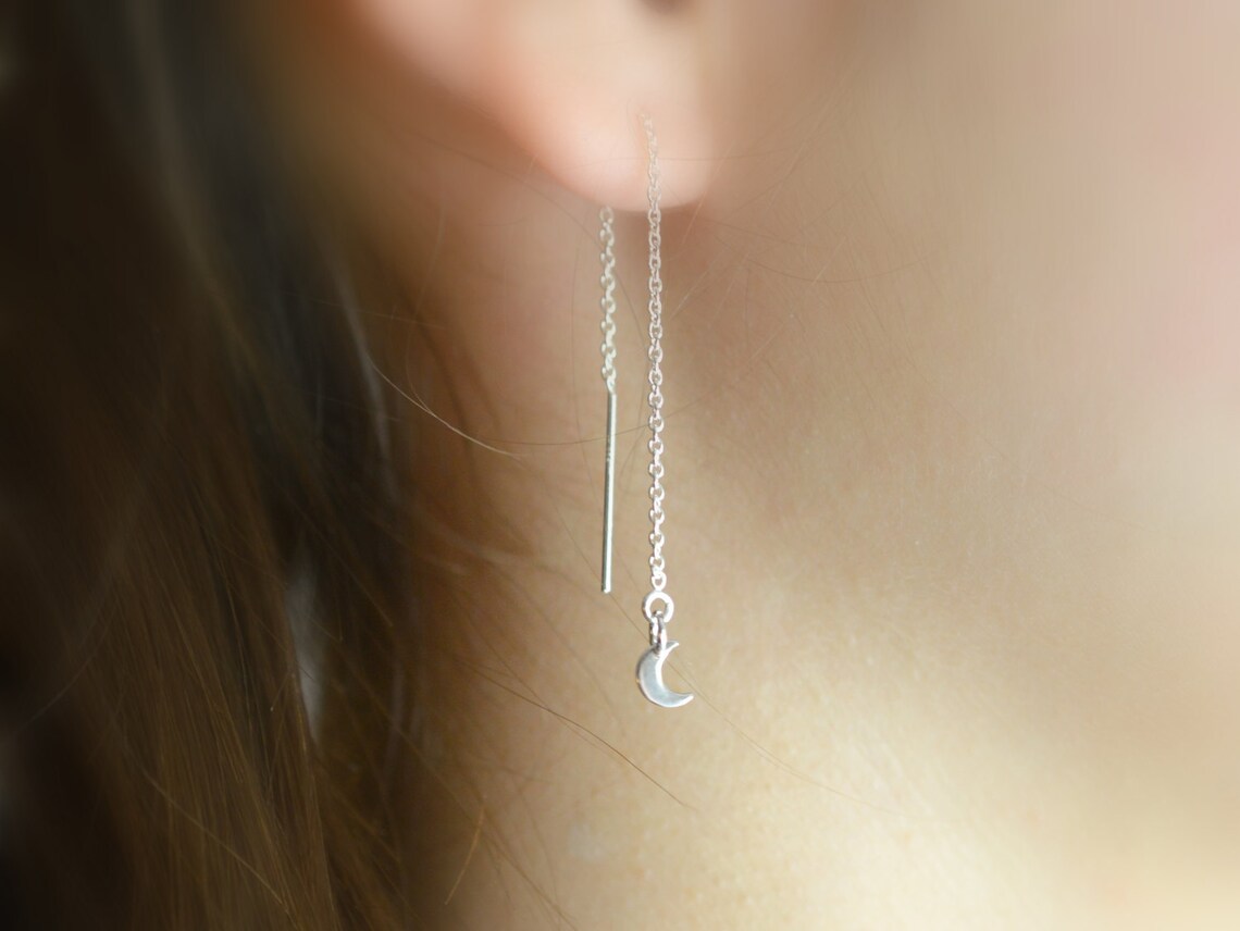 Tiny Moon Threaders Crescent Moon Jewelry Micro Moon - Etsy