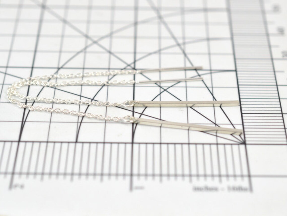 Square Bar Threaders Threader Earrings Ear Thread Dangles - Etsy Canada