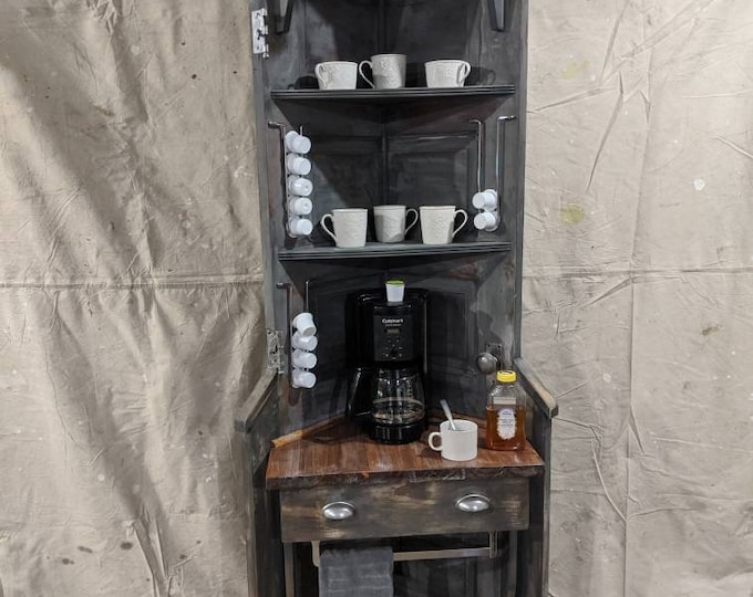 Corner Coffee Station-coffee Bar From a Recycled Door W/k Cup Racks ...