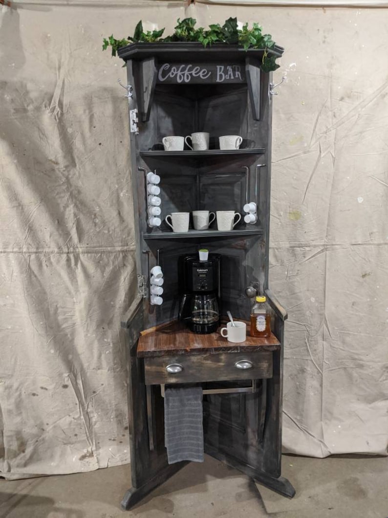 Corner Coffee Station-coffee Bar- From a Recycled Door- W/"k" Cup Racks ...