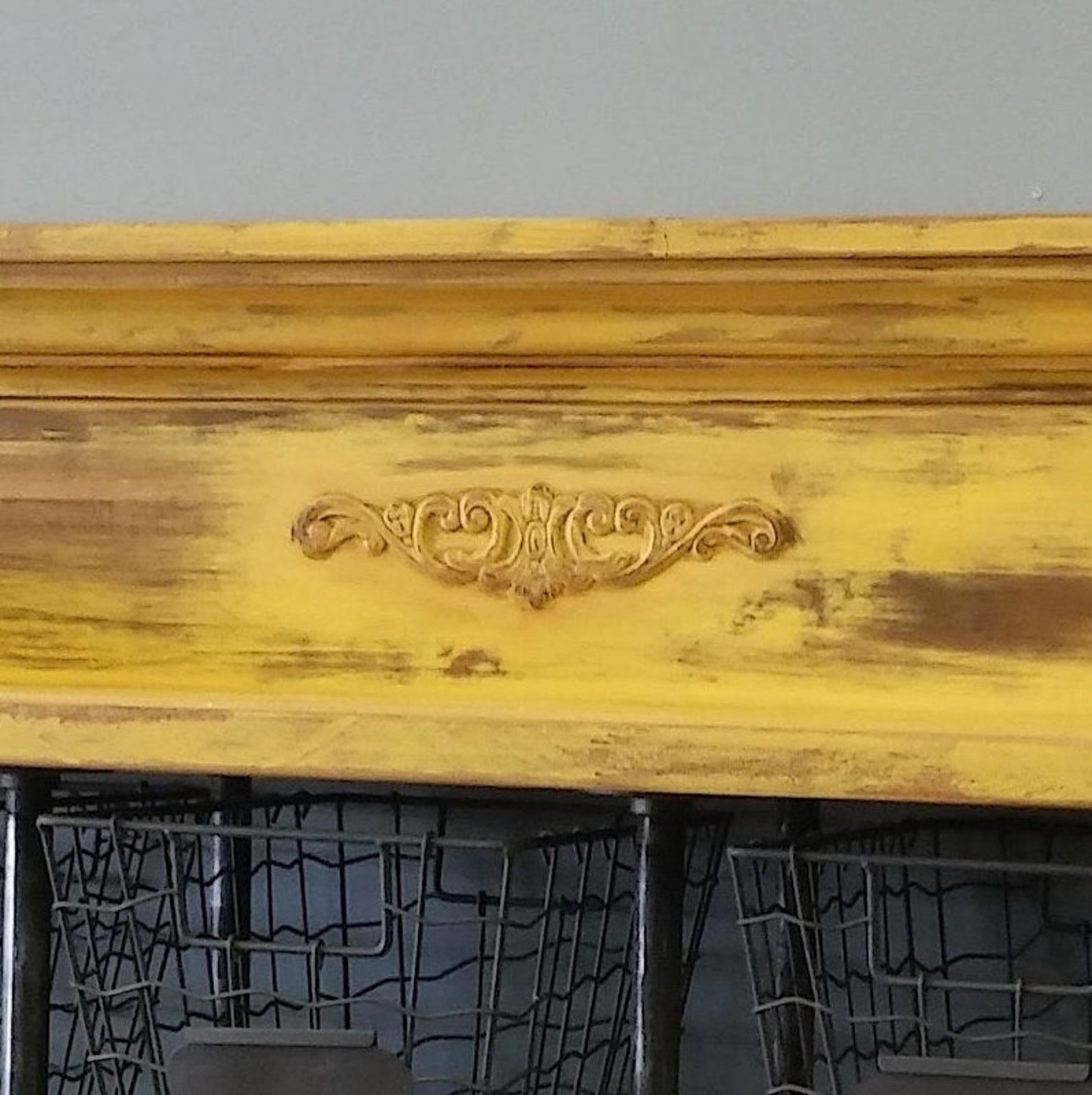 Farm House Style, Wooden Wall Organizer With Rustic Metal Baskets ...