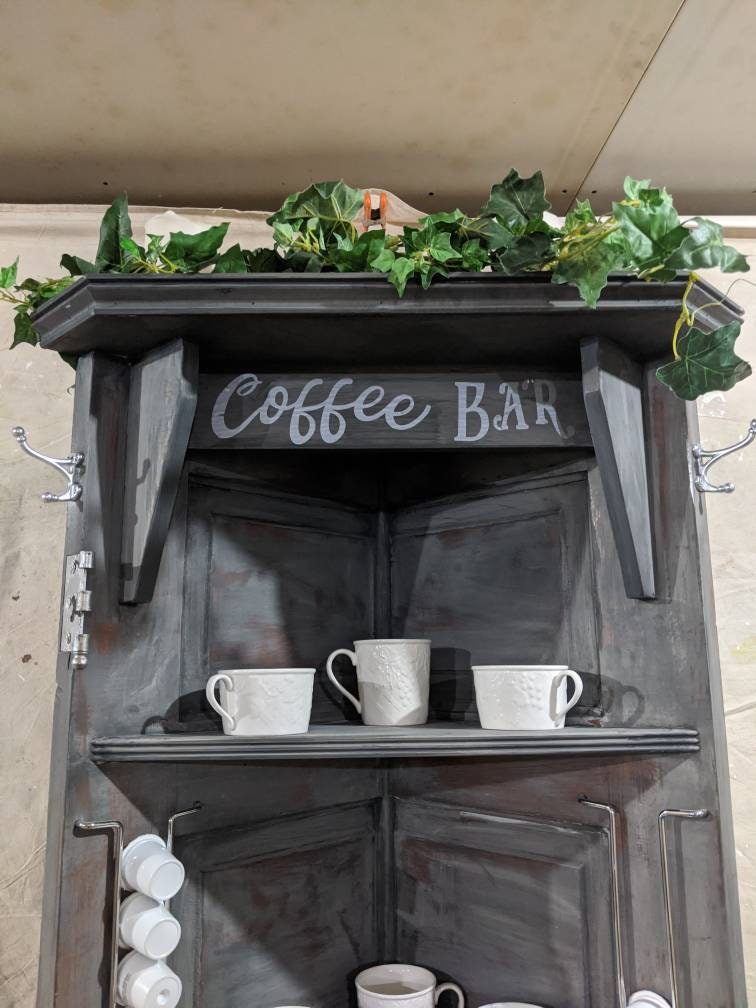 Corner Coffee Station-coffee Bar- From a Recycled Door- W/"k" Cup Racks ...
