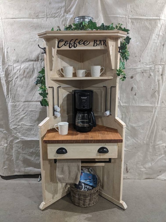 Stylish Corner Coffee Station Crafted From a Vintage Door | Etsy