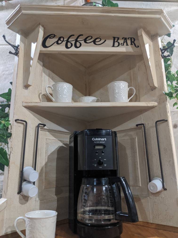 Stylish Corner Coffee Station Crafted From a Vintage Door, With Handy ...