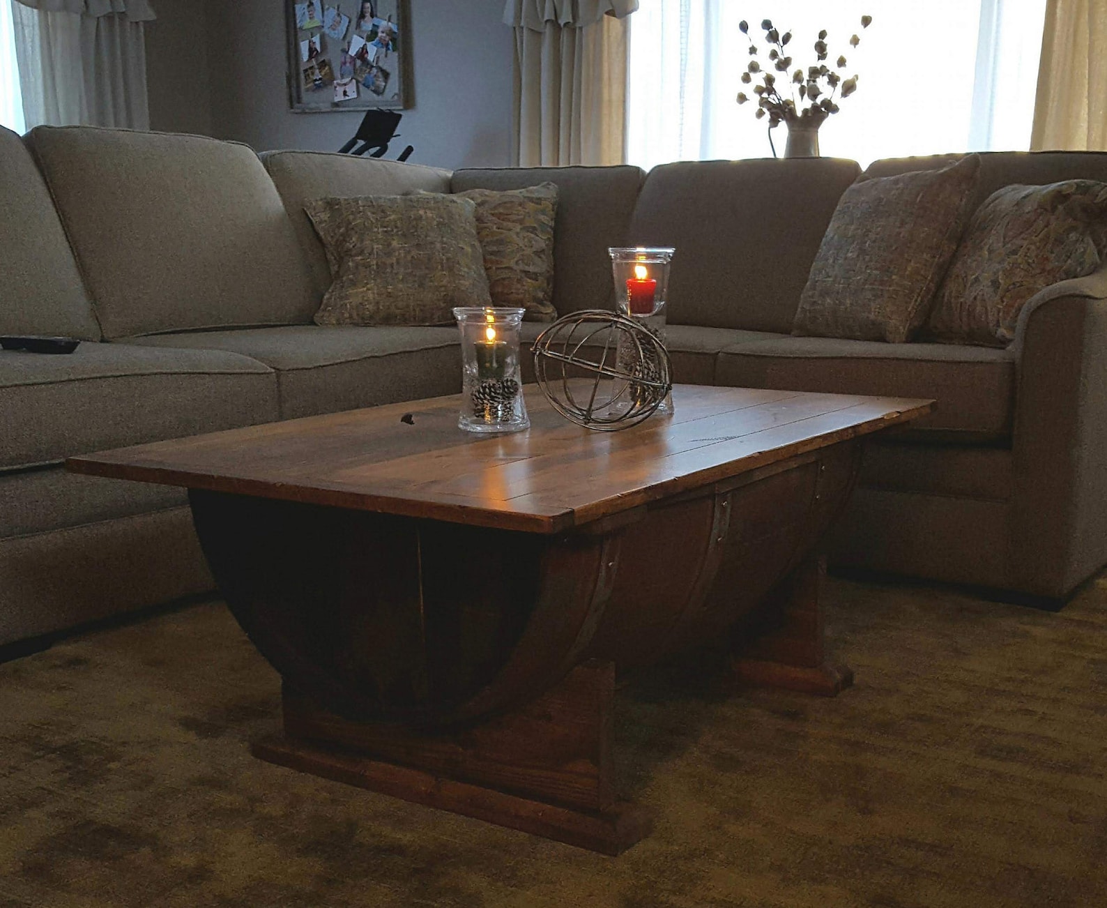 This Wood Coffee Table Made From a Wine Barrel is a Nice Industrial ...