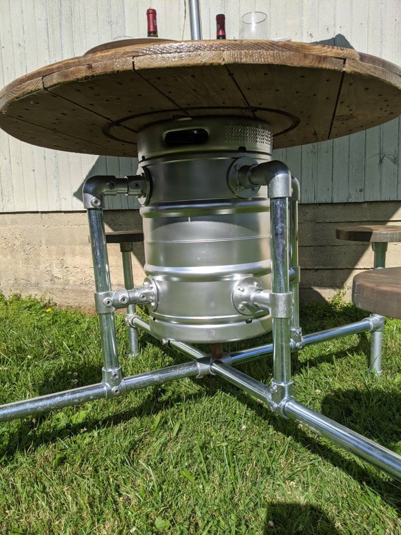 Cafe/restaurant Picnic Table Furnishings From Beer Kegs With 4 Built in ...