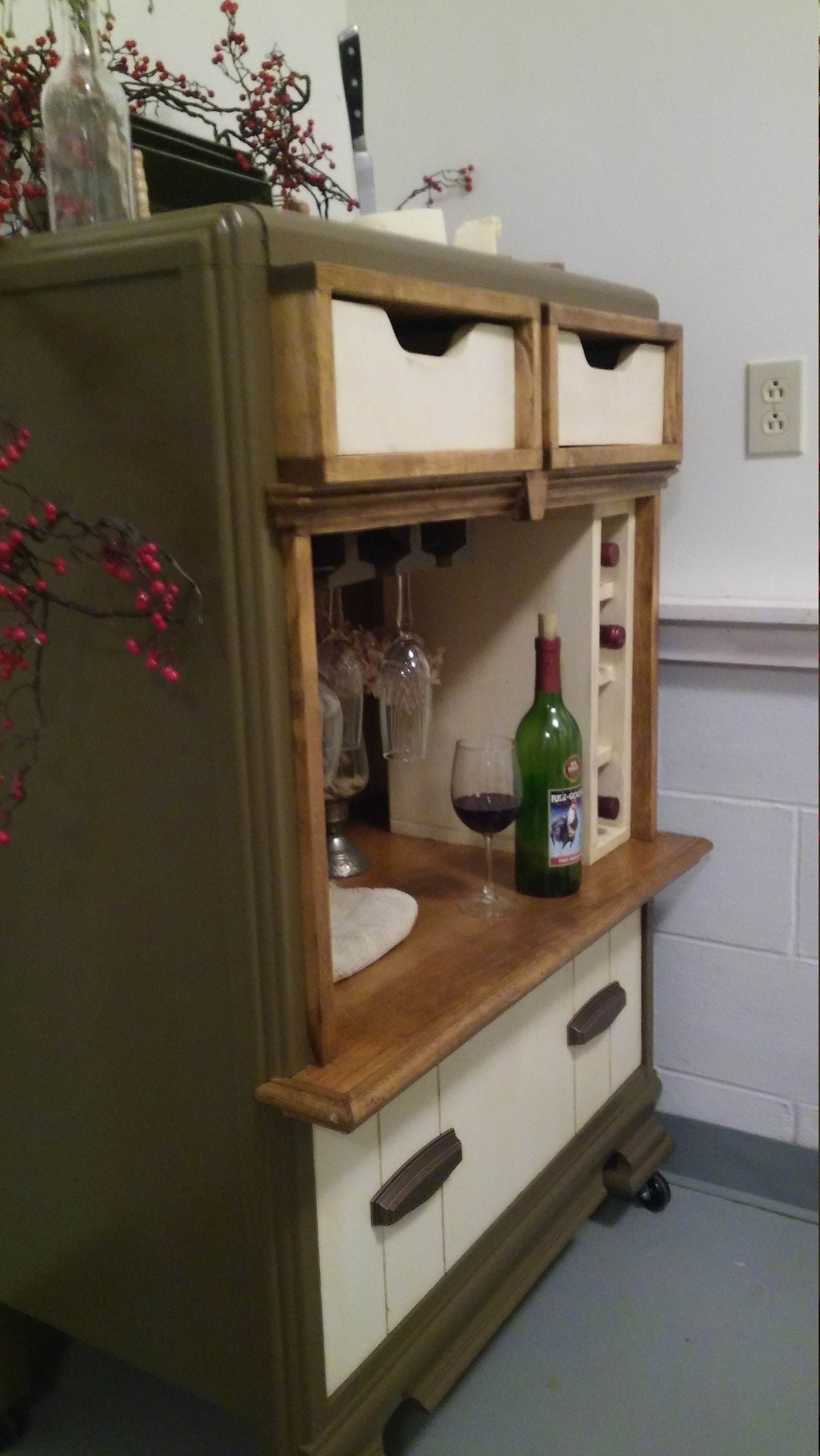 Rolling Wine Bars - Made From Upcycled Dressers - With Casters - Wine ...