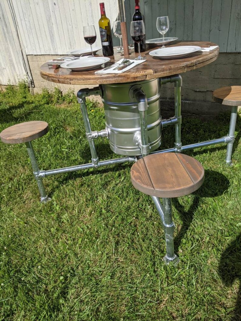 Cafe/restaurant Picnic Table Furnishings From Beer Kegs With 4 - Etsy