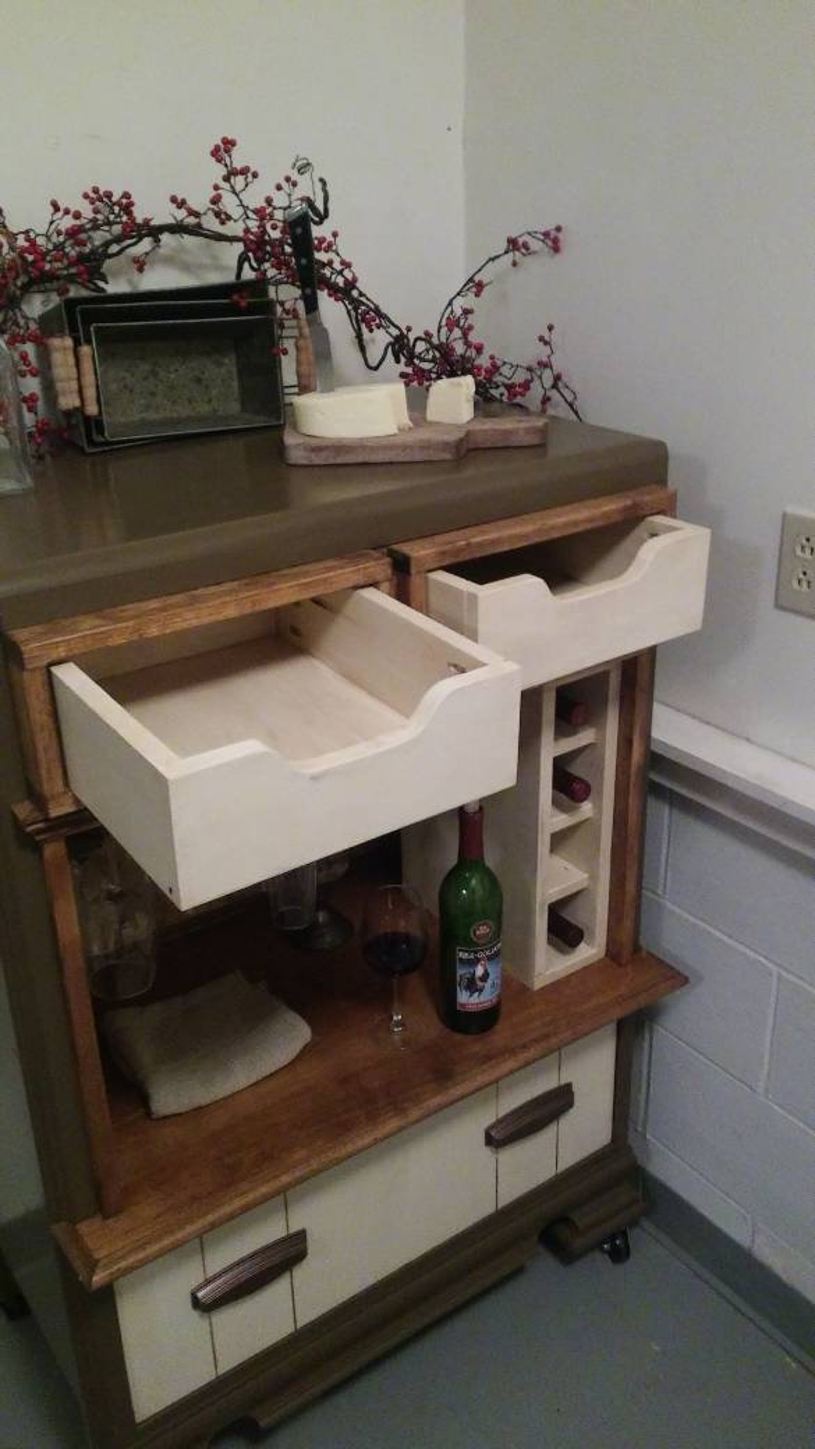 Rolling Wine Bars - Made From Upcycled Dressers - With Casters - Wine ...