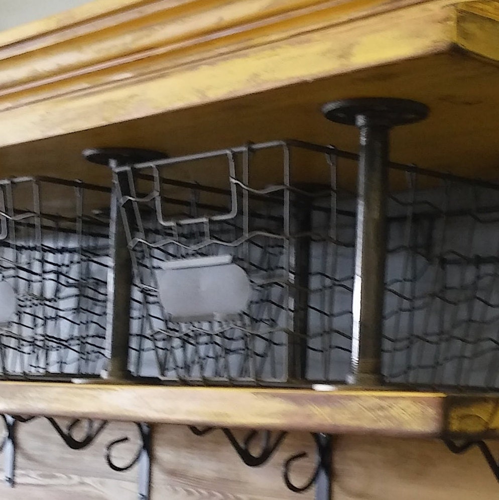 Farm House Style, Wooden Wall Organizer With Rustic Metal Baskets ...