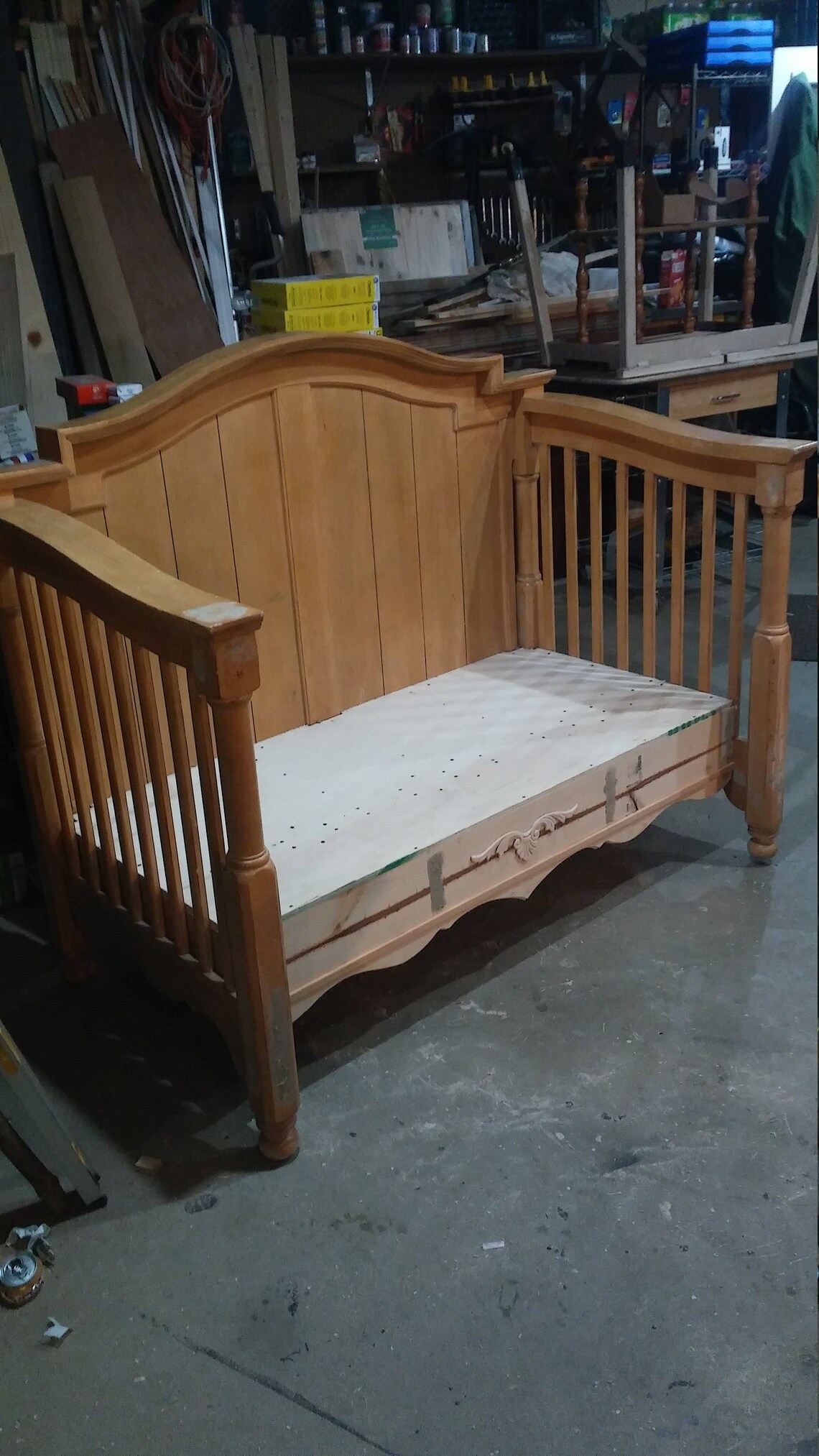 Love Seat Garden Bench Repurposed Crib - Etsy