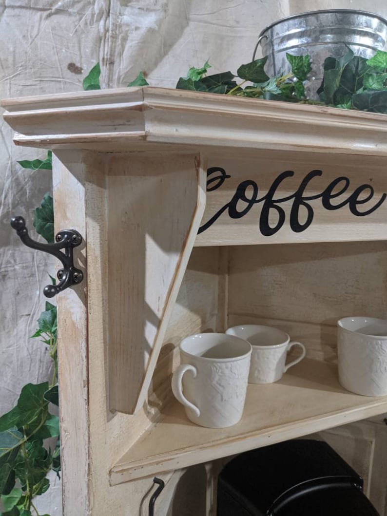 Stylish Corner Coffee Station Crafted From a Vintage Door | Etsy