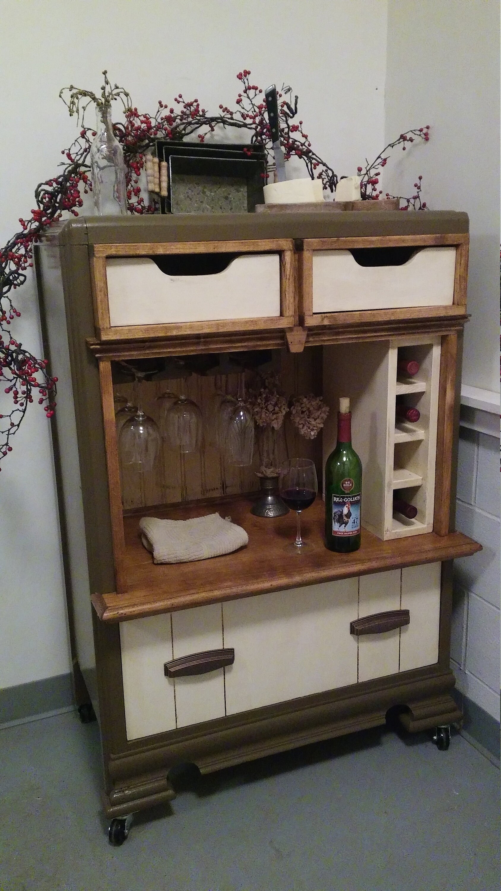 Rolling Wine Bars Made From Upcycled Dressers With Casters - Etsy