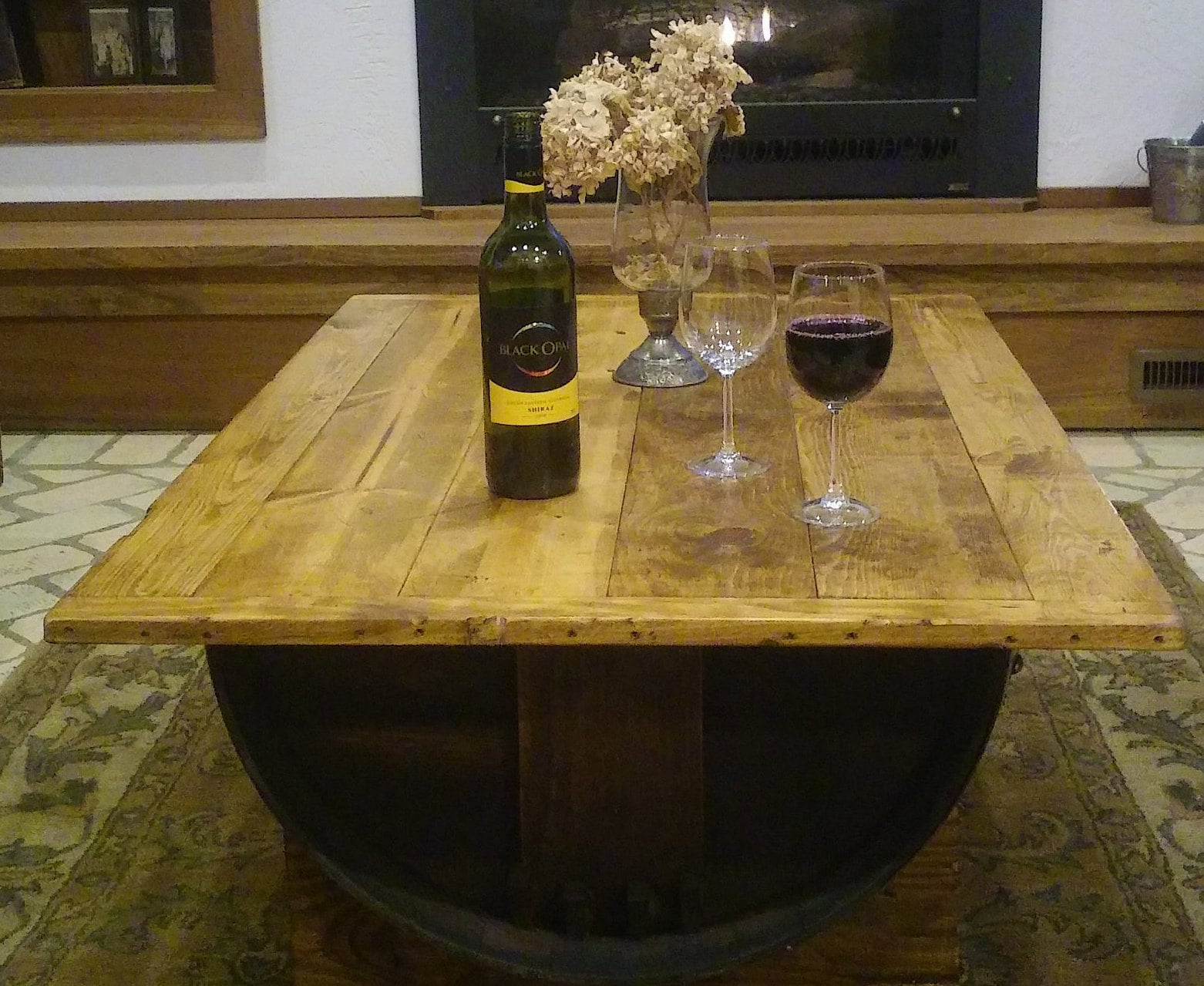 This Wood Coffee Table Made From a Wine Barrel is a Nice Industrial ...