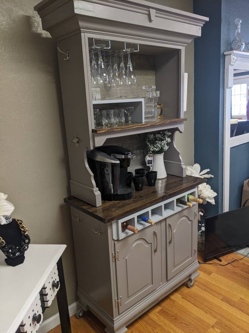 This Repurposed Hutch / Now a Complete Kitchen Drink Center / Wine Bar ...