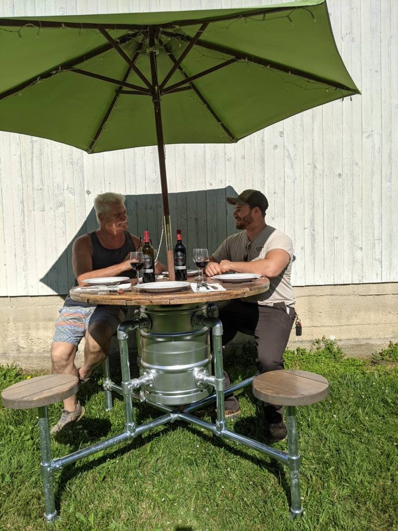 Cafe/restaurant Picnic Table Furnishings From Beer Kegs With 4 - Etsy