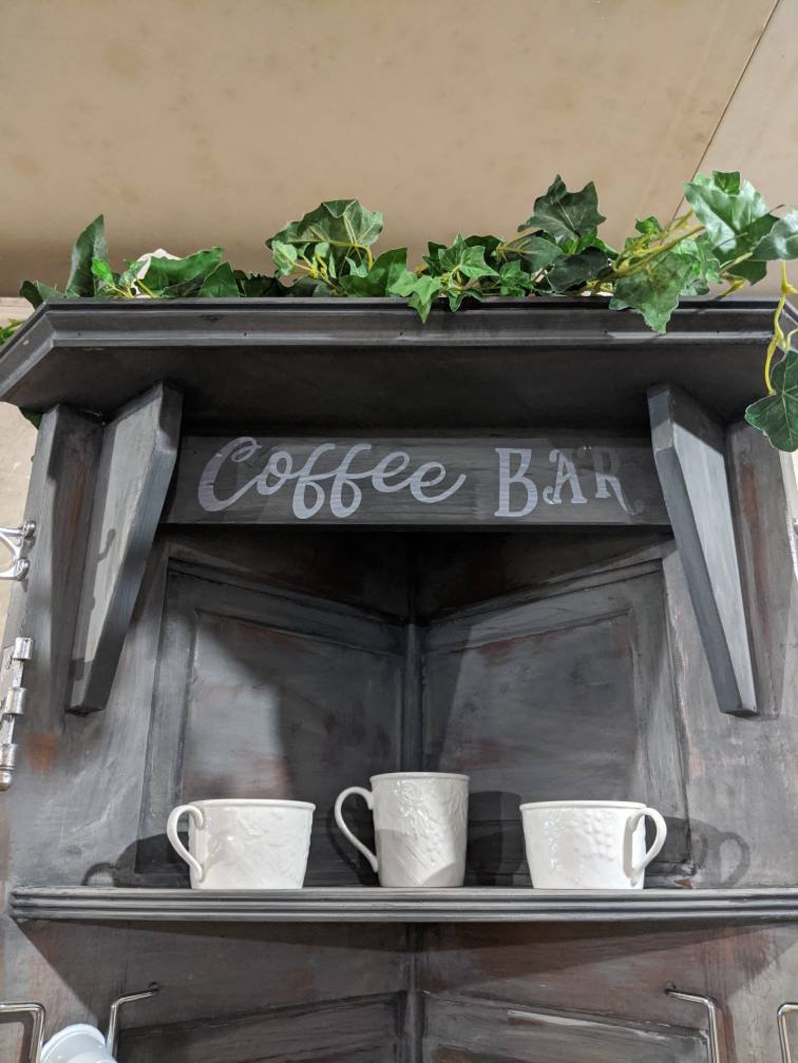 Corner Coffee Station-coffee Bar- From a Recycled Door- W/"k" Cup Racks ...