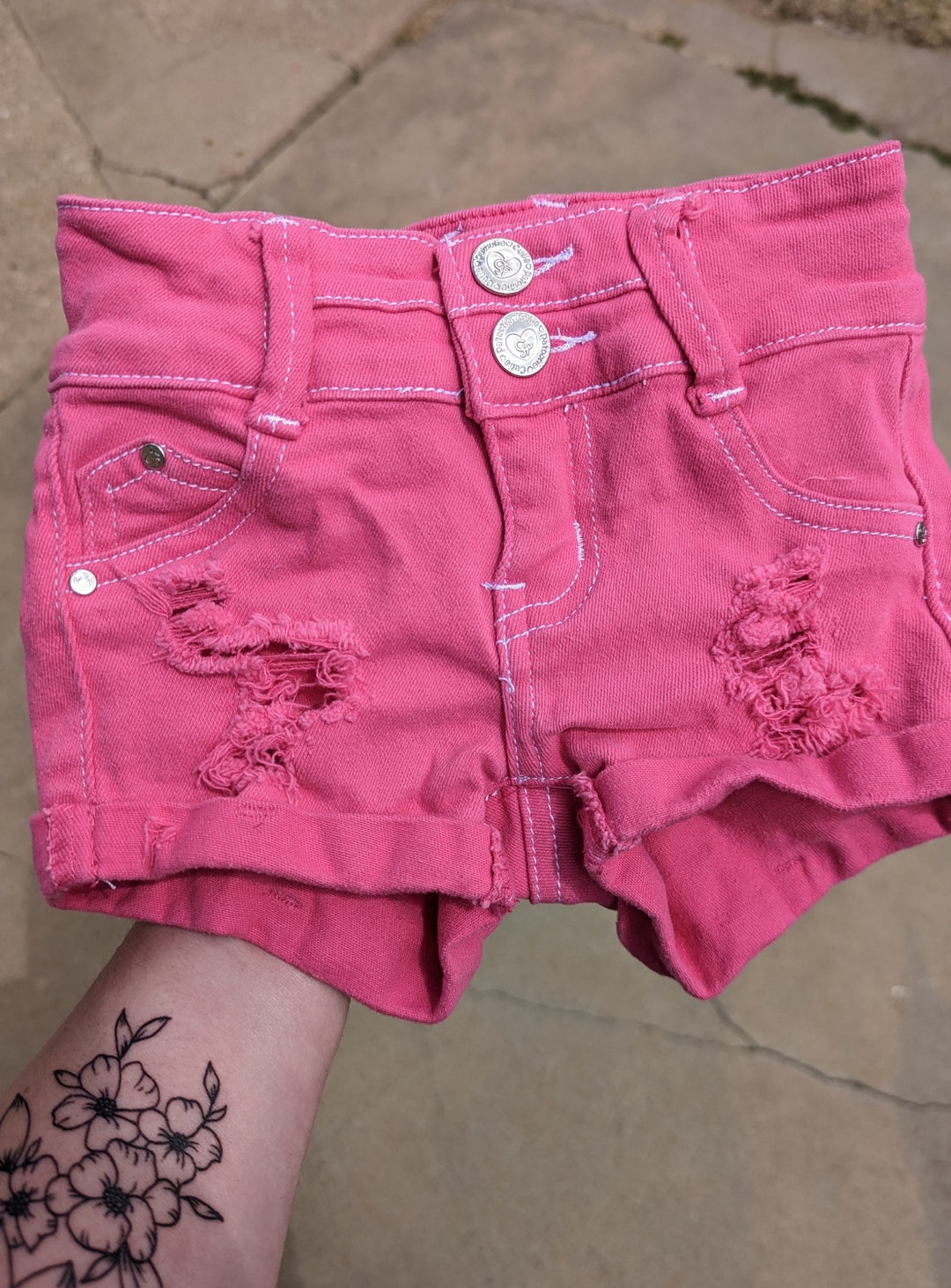 Pink Toddler Girls Distressed Shorts (sizes 2T, 3T, 4T) // Cuffed Girls ...