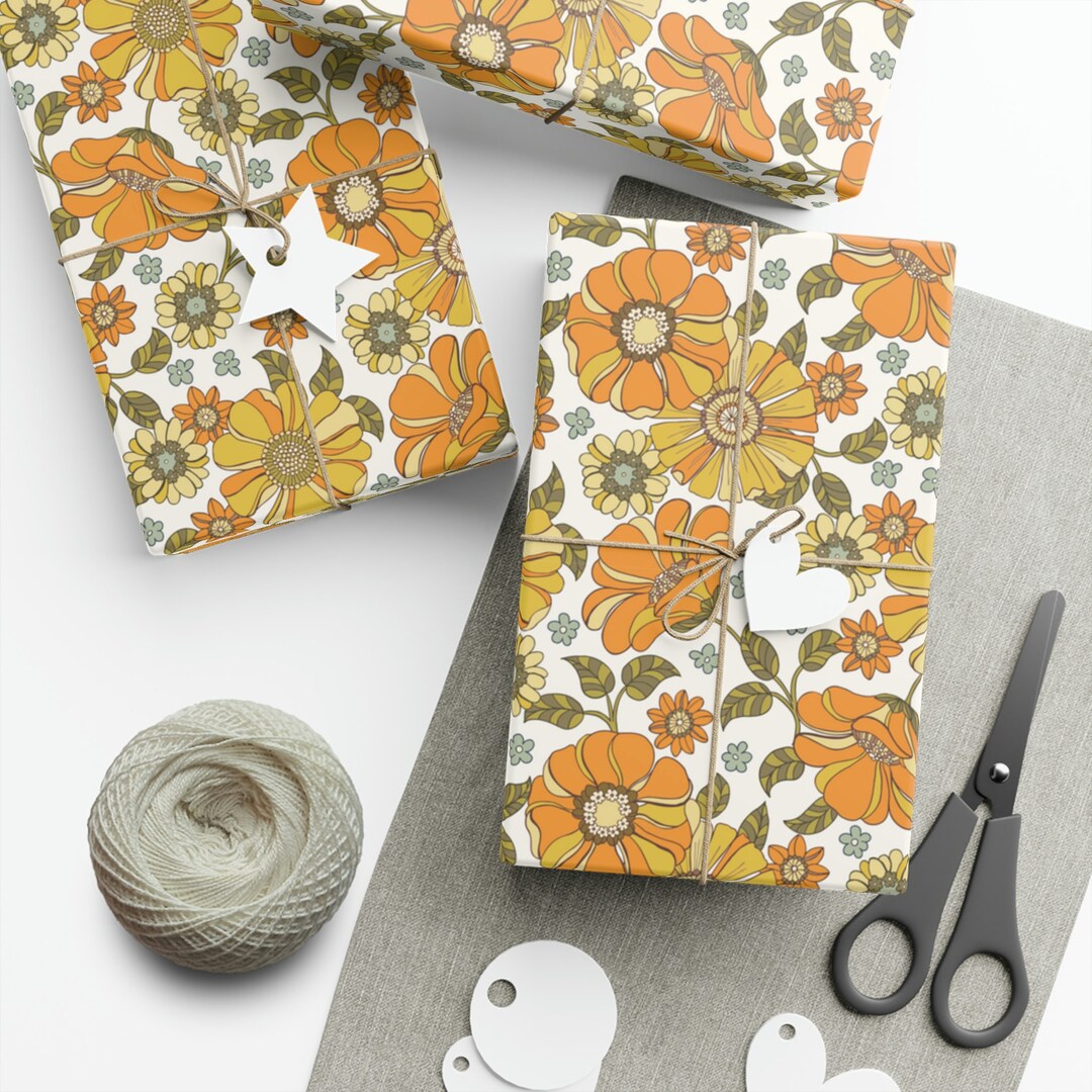 Retro Daisy and Blooms Themed Gift Wrap Sheets | Multi Cultural ...