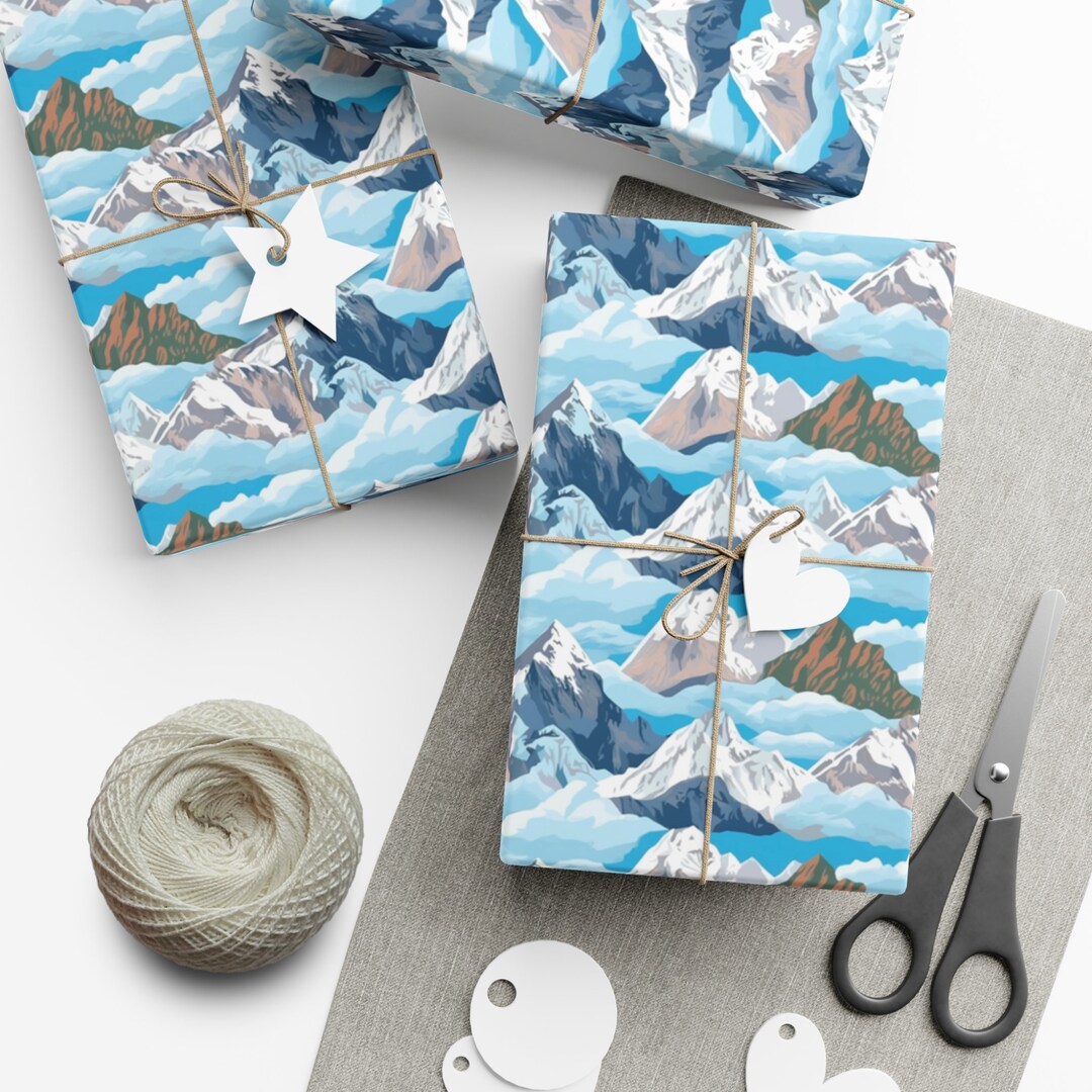 Mount Everest Himalayas Themed Christmas Gift Wrap Sheets Holiday ...