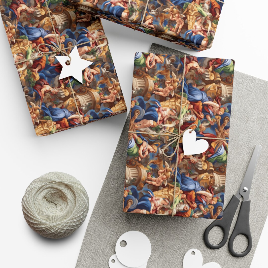 Davinci Sistine Chapel Cherubs Themed Christmas Gift Wrap Sheets ...