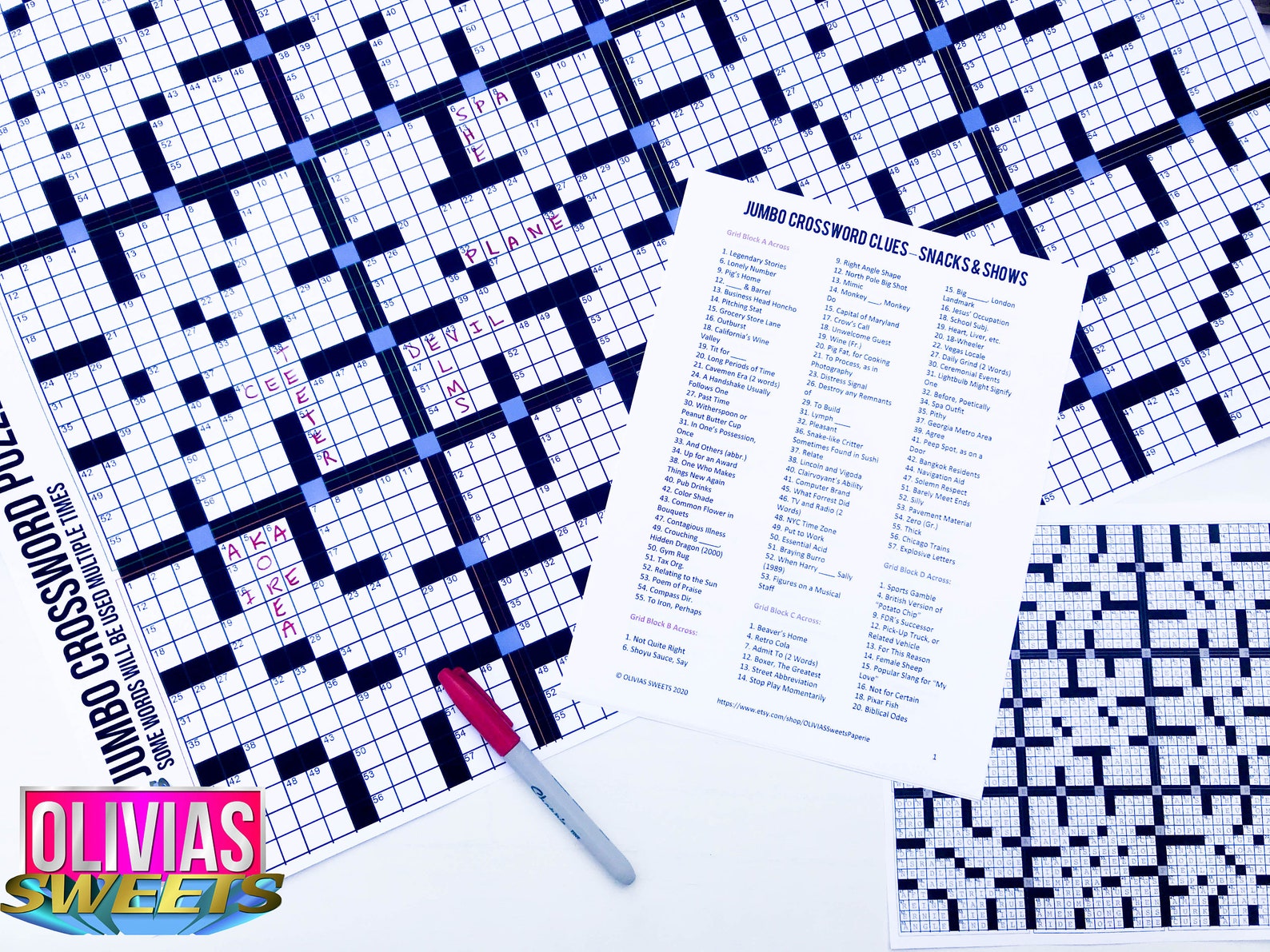 GIANT CROSSWORD PUZZLE | Huge! Over 2ft X 1.5ft! Craft Activity ...