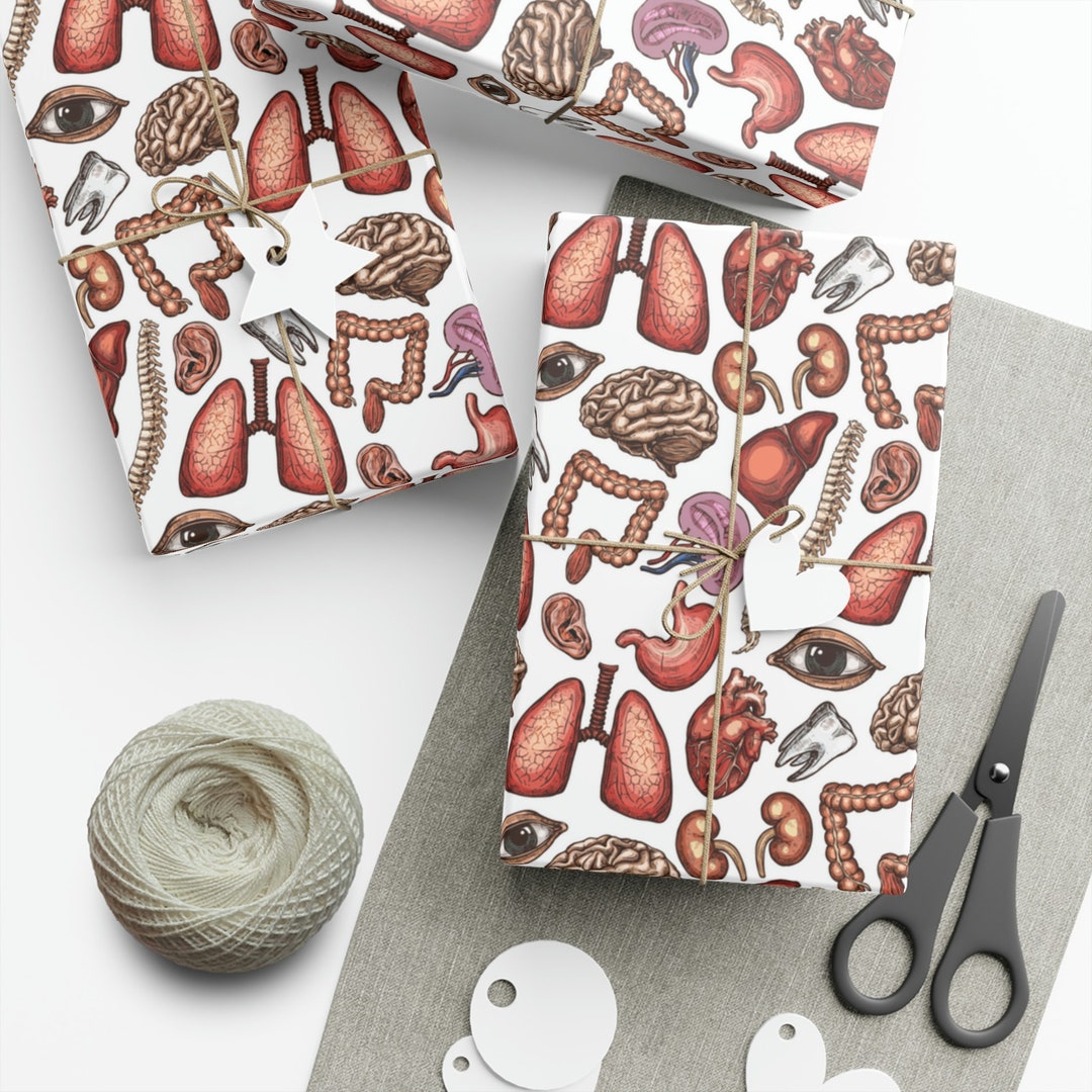 Medical Body Parts Organs Themed Gift Wrap Sheets | Science Teacher ...