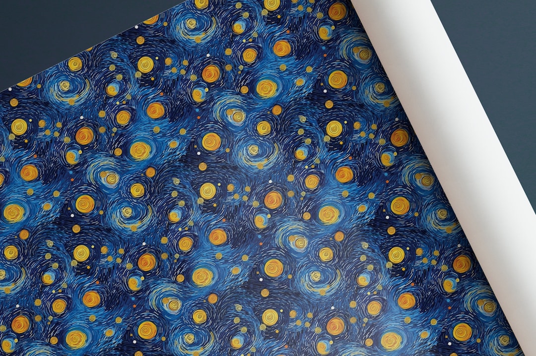 Starry Night Themed Christmas Gift Wrap Sheets Holiday Wrapping Paper ...