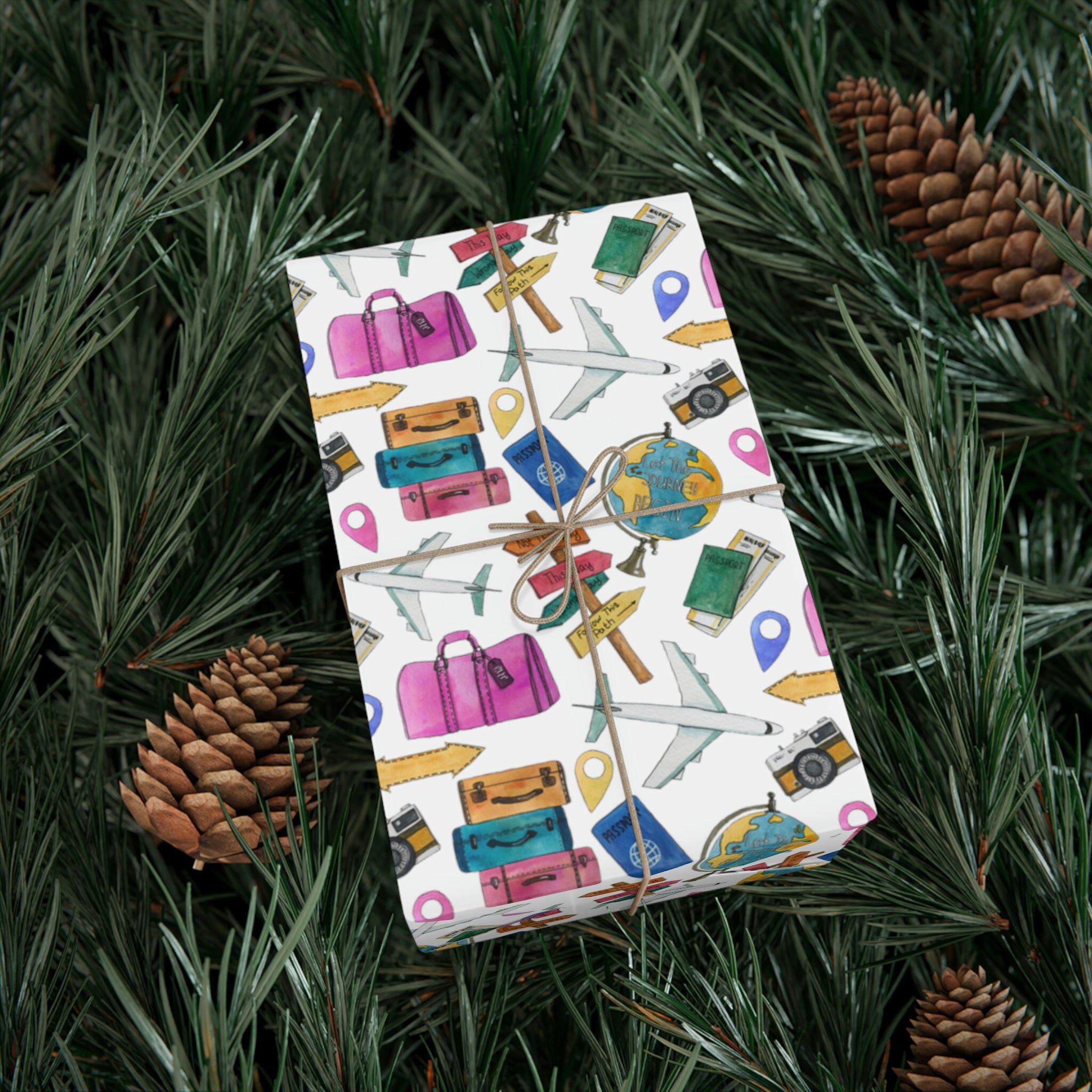 World Traveler Themed Gift Wrap Sheets Botanical Wrapping - Etsy