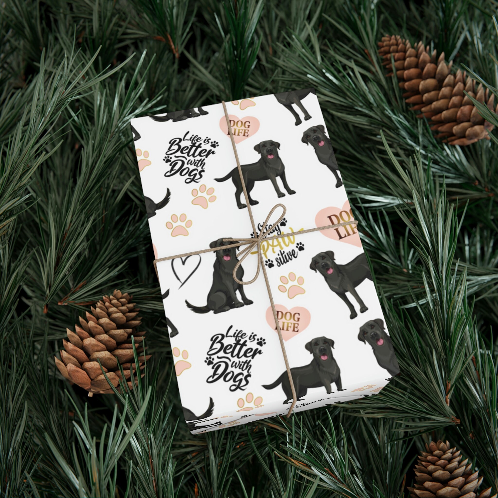 Black Lab Dog Themed Gift Wrap Sheets Animal Wrapping Paper - Etsy