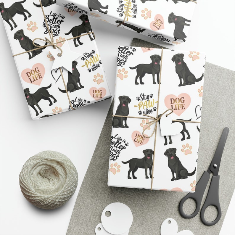 Black Lab Dog Themed Gift Wrap Sheets Animal Wrapping Paper - Etsy