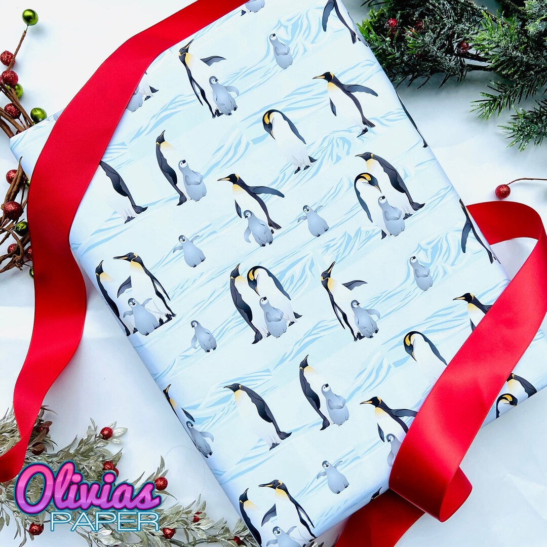 Antarctic King Penguins Gift Wrap Sheets | Christmas Wrapping Paper - Etsy