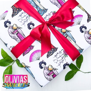 GEISHA WRAPPING PAPER| Thick Wrapping Gift Wrap Japanese Cultural Fans ...