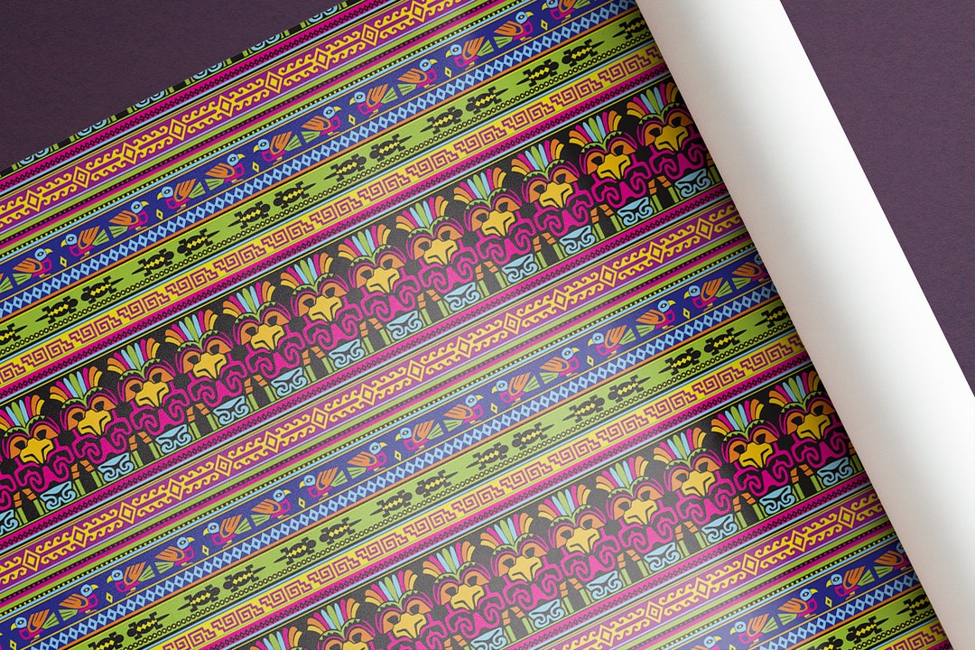 Aztec Mexican Folk Art Wrapping Paper Gift Wrap Holiday 19x27 Sheets - Etsy