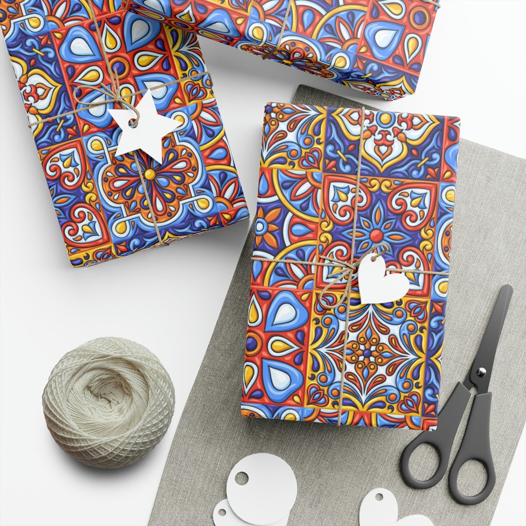 European Majolica Themed Gift Wrap Sheets | Cultural Wrapping Paper - Etsy