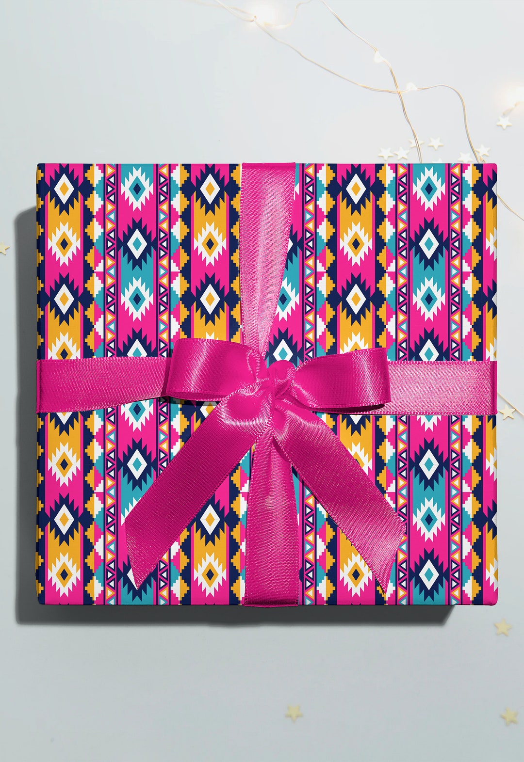 BOHO TRIBAL SERAPE Native American Pattern Holiday Gift Wrap Wrapping ...