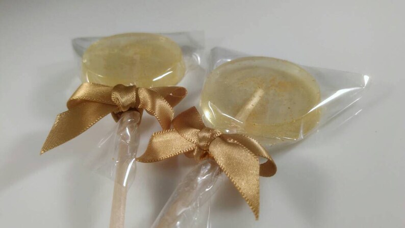 Golden Lollipops With Edible Gold Glitter and Satin Bows - Etsy UK