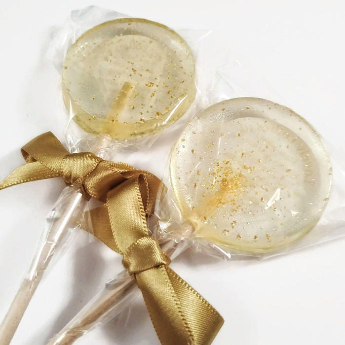 Golden Lollipops With Edible Gold Glitter and Satin Bows - Etsy UK