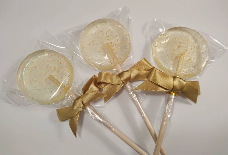 Golden Lollipops With Edible Gold Glitter and Satin Bows - Etsy UK