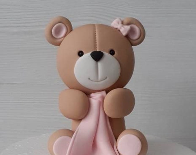 Teddy Bear Girl Baby Fondant Gum Paste Cake Topper - Etsy