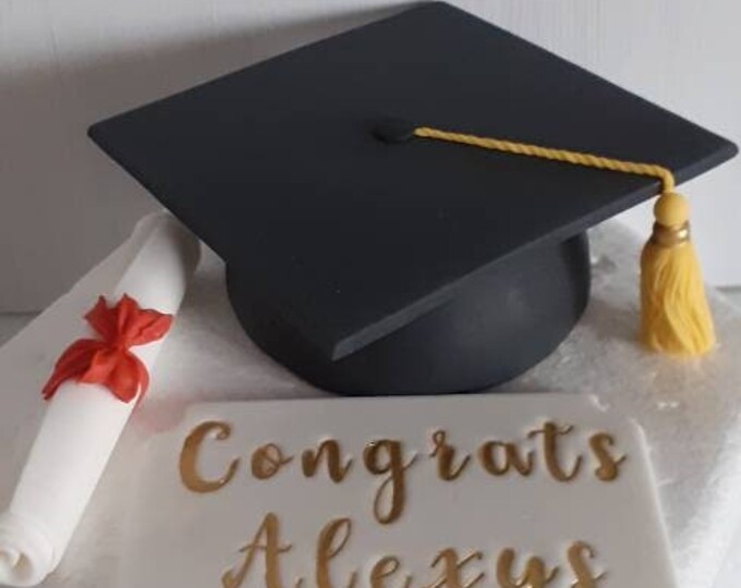 Fondant Gum Paste Graduation Cap Diploma Cake Topper - Etsy
