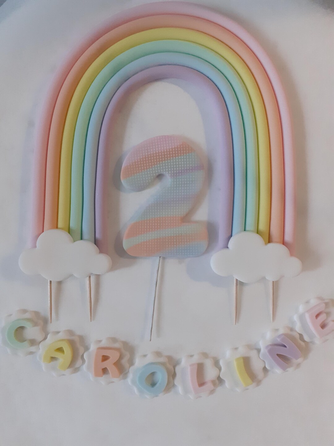 Fondant Gum Paste Rainbow Clouds Cake Topper - Etsy
