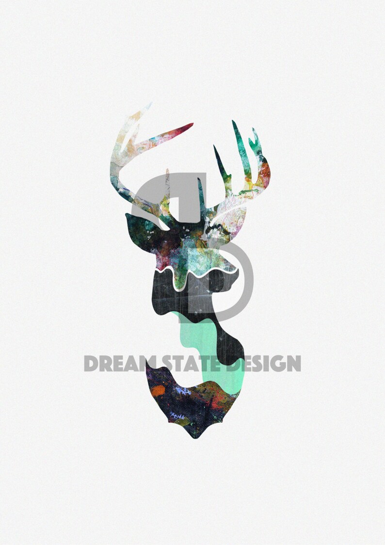 Abstract Stag Head Layered Stag Head Design Abstract Paint - Etsy