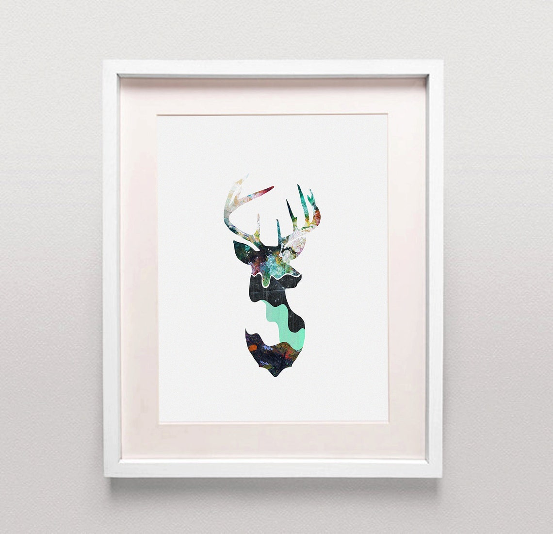 Abstract Stag Head Layered Stag Head Design Abstract Paint - Etsy