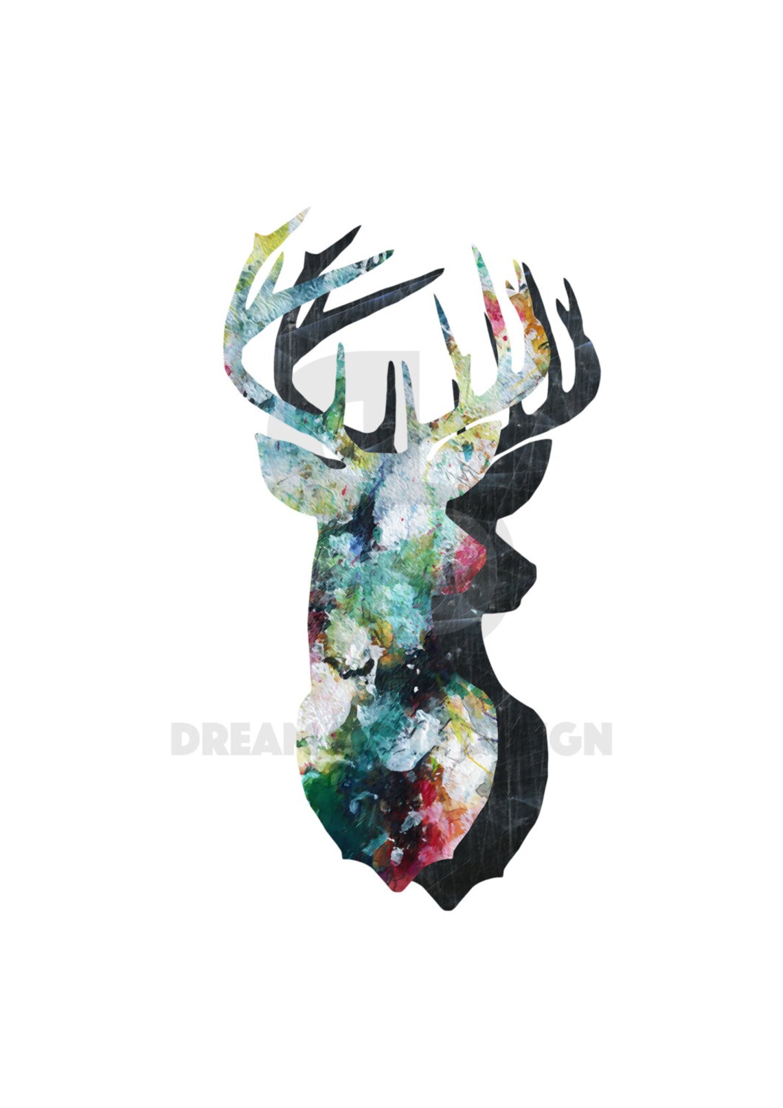 Abstract Stag Head Abstract Paint Print Stag Design - Etsy