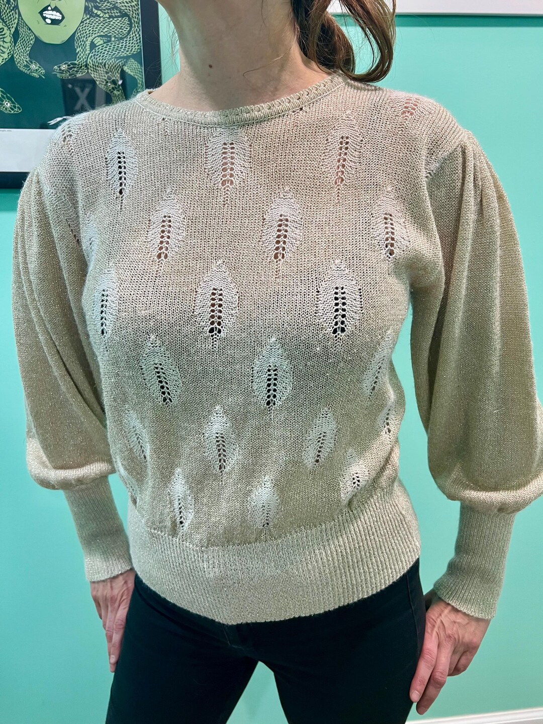 Vtg 80s Joyce Gold Metallic Puff Sleeve Top - Etsy