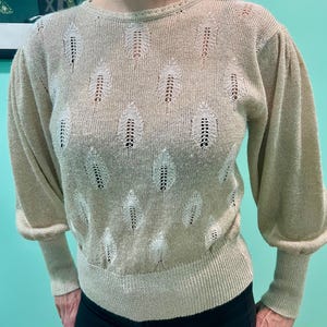 Vtg 80s Joyce Gold Metallic Puff Sleeve Top - Etsy