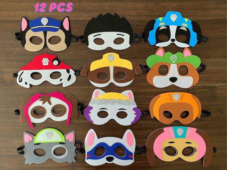 NEW DESIGN! 12PCS Party Pack Pup Paw Masks for Birthday Party Favors ...
