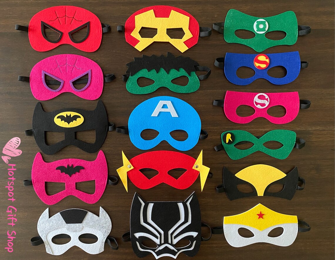 10PCS Super Hero Felt Masks,kids Superhero Party Masks,panther Hero ...