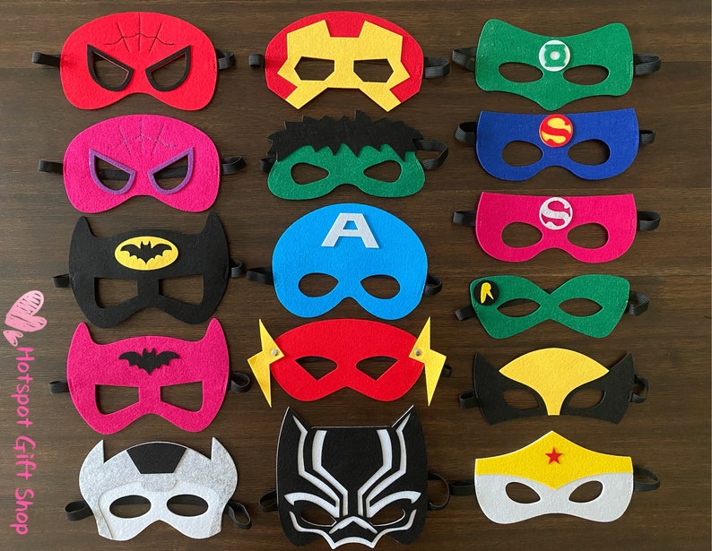 10PCS Super Hero Felt Masks,kids Superhero Party Masks,panther Hero ...